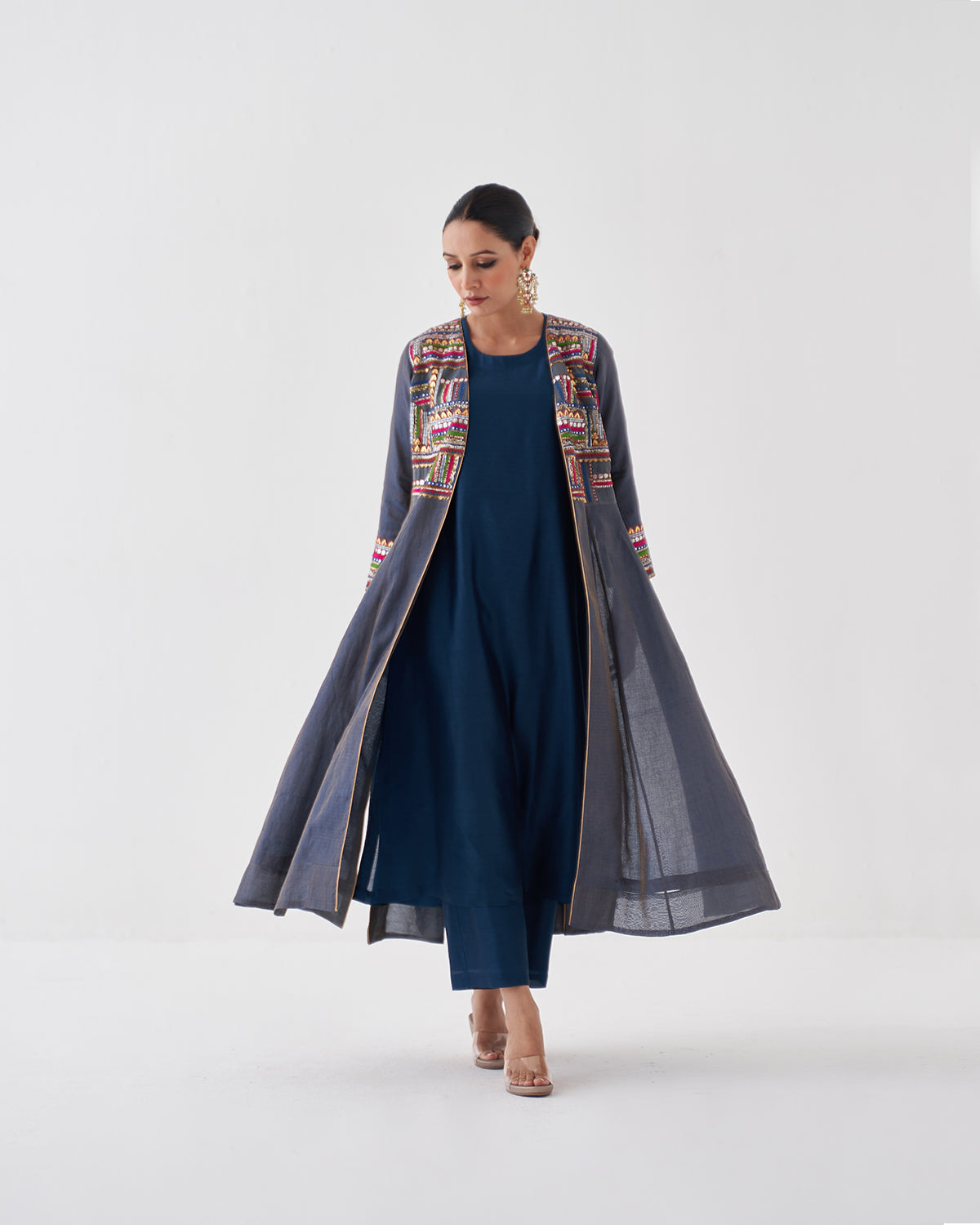 Vaaya | The Neel Tara Silk Tissue Chanderi Overlay with Gota Patti ...