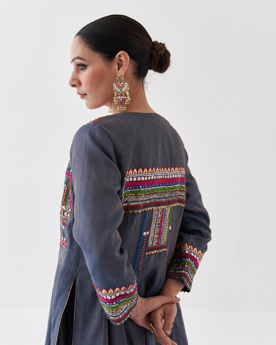 Vaaya | The Neel Tara Silk Tissue Chanderi Overlay with Gota Patti ...