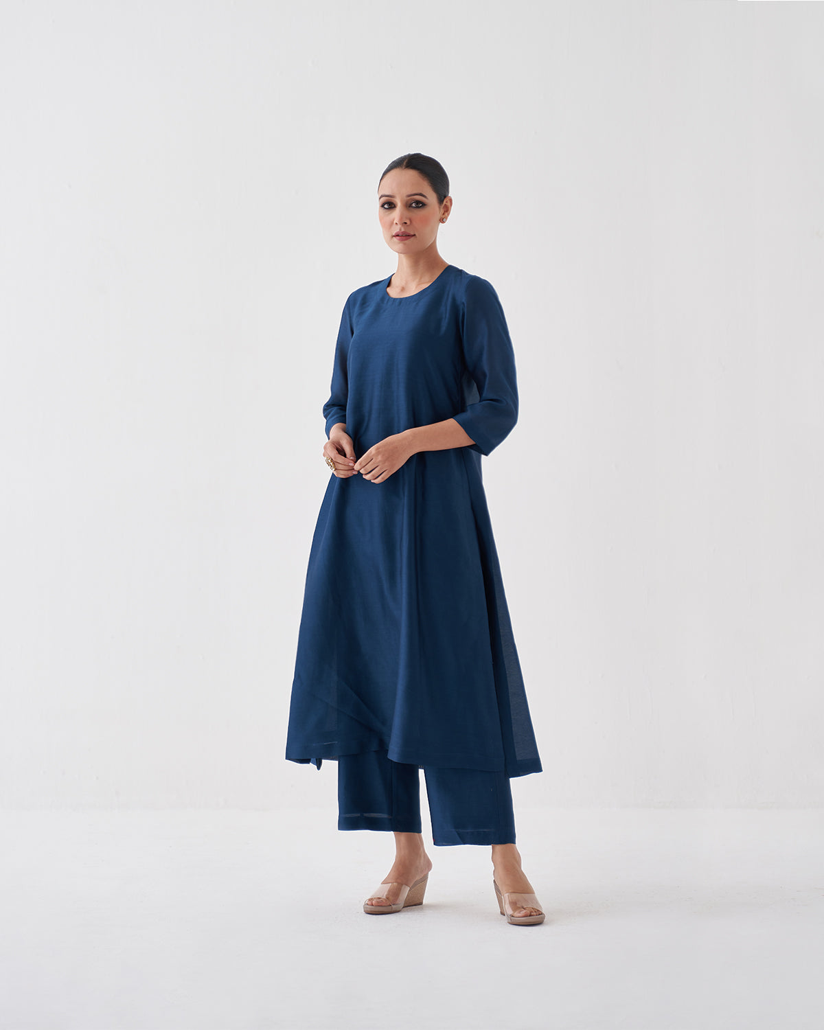 Vaaya | Midnight Blue Silk Chanderi Set– VAAYA