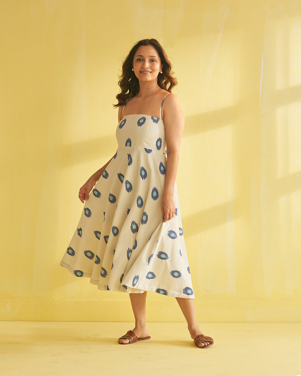 Vaaya | Dotty Blue Strappy Dress– VAAYA