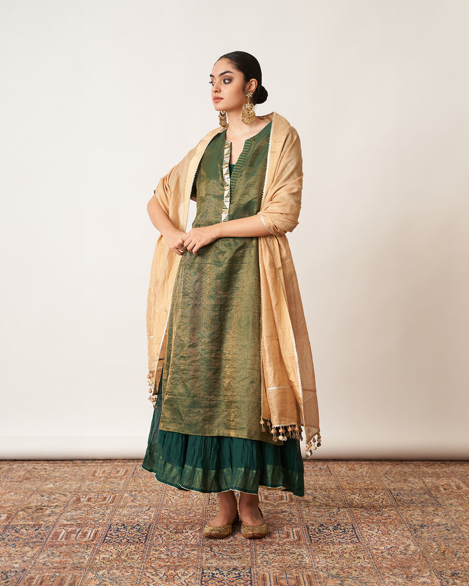 Vaaya | The Gold Silk Tissue Chanderi Dupatta– VAAYA