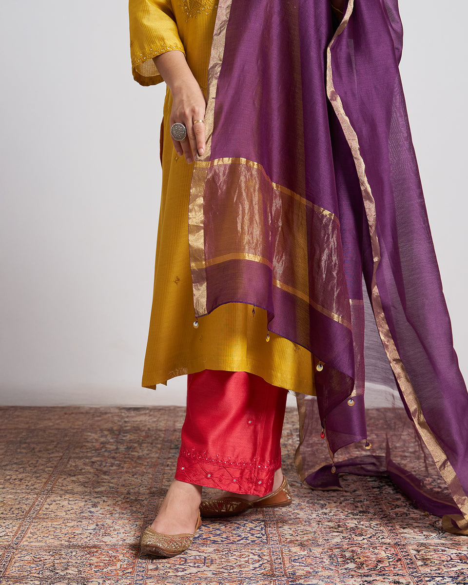 Vaaya | Purple Silk Chanderi Dupatta– VAAYA