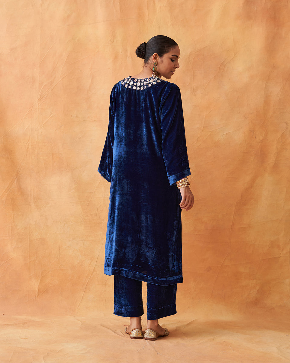 Vaaya | The Twilight Blue Silk Velvet Set– VAAYA