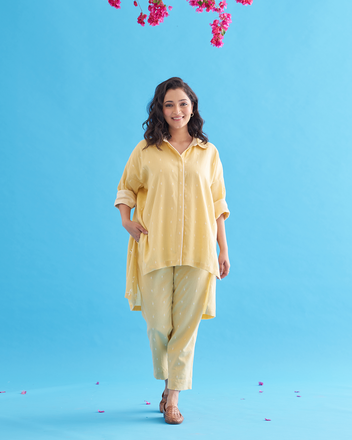 Vaaya | Butter Yellow Handwoven Cotton Anti-Fit Co-ord Set– VAAYA