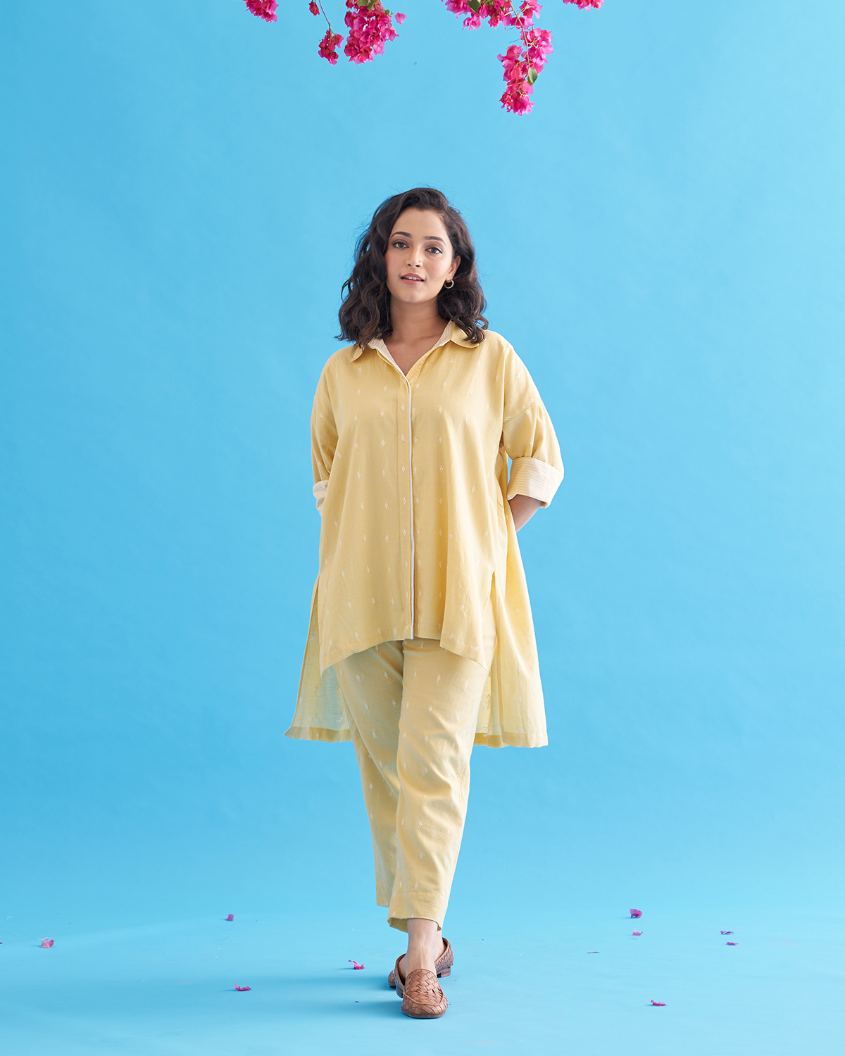 Vaaya | Butter Yellow Handwoven Cotton Anti-Fit Co-ord Set– VAAYA
