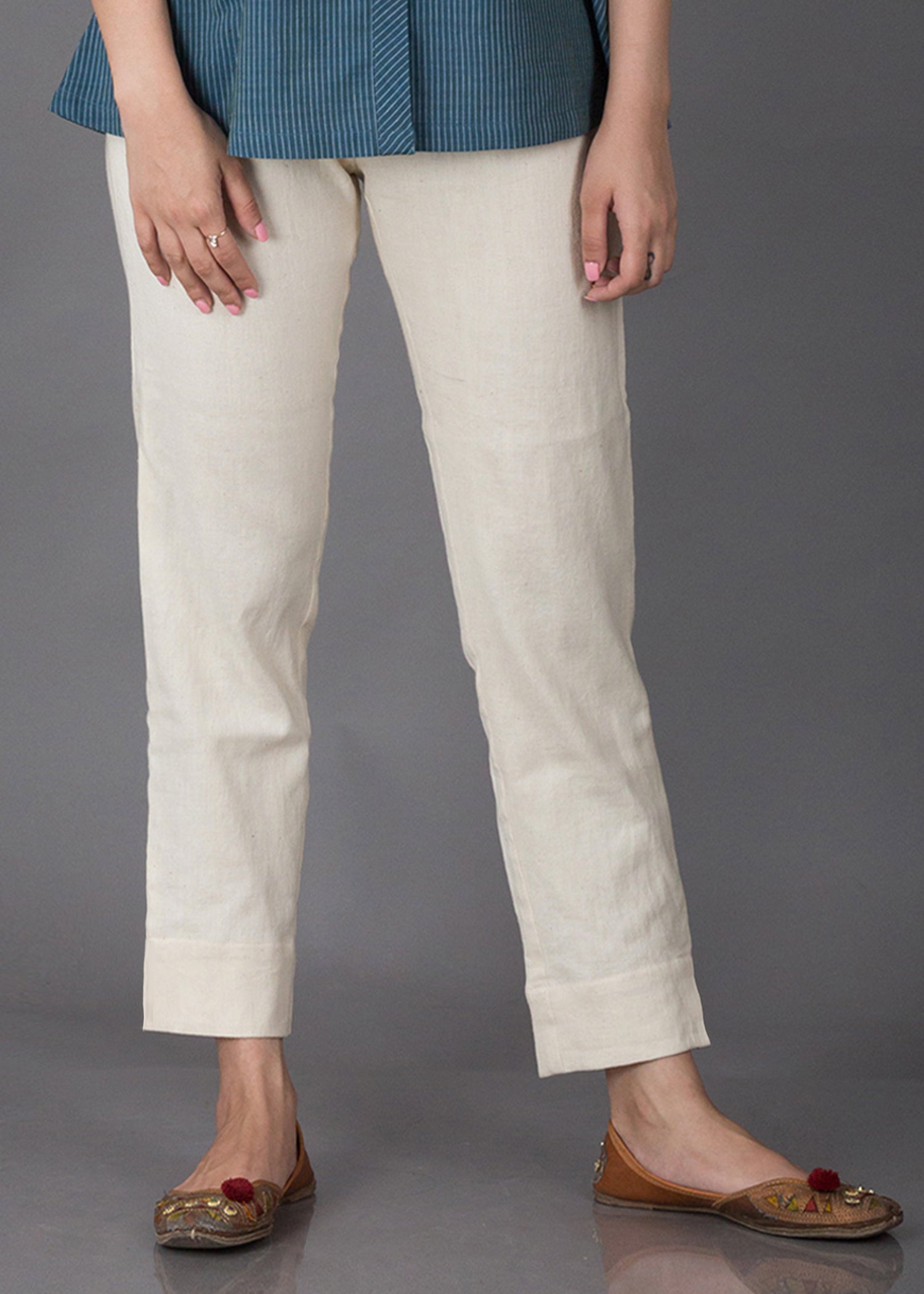 Vaaya | Off-White Slub Cotton Slim Pants– VAAYA